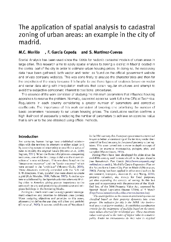 (PDF) The application of spatial analysis to cadastral zoning of urban ...