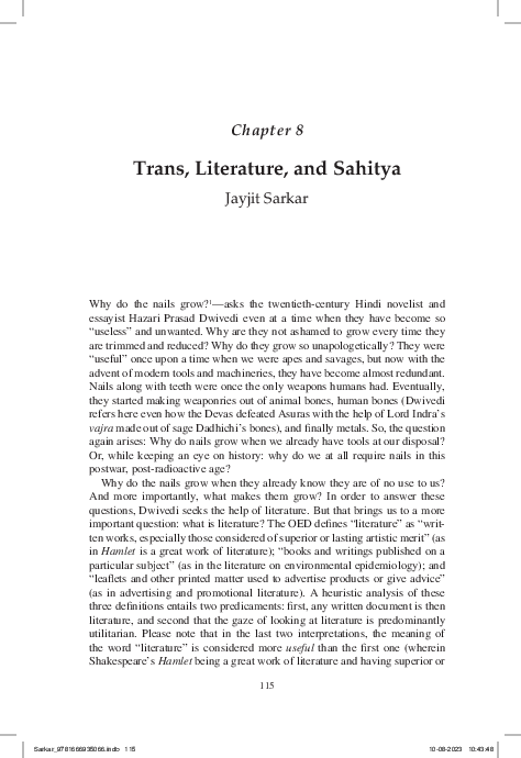 (PDF) Trans, Literature, and Sahitya