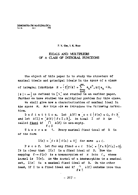 (PDF) Ideals and Multipliers of a Class of Integral Functions