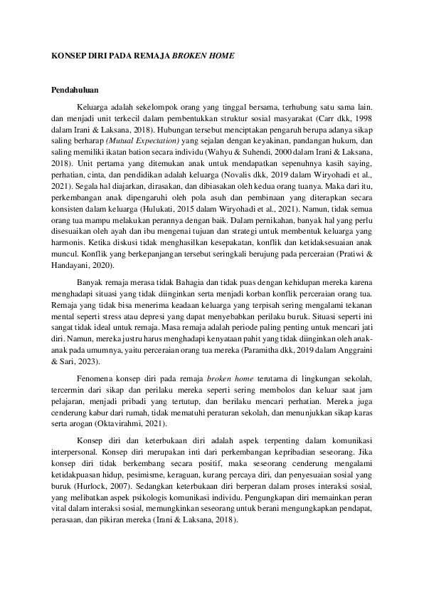 (PDF) KONSEP DIRI PADA REMAJA BROKEN HOME