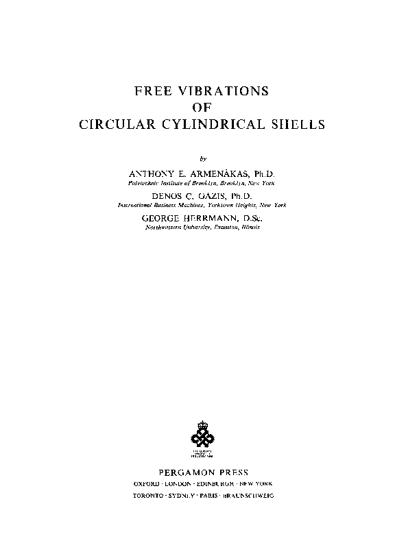 (PDF) Free vibrations of circular cylindrical shell on Winkler and Pasternak foundations