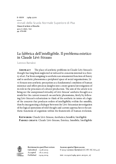 (PDF) La fabbrica dell'intelligibile. Il problema estetico in Claude ...