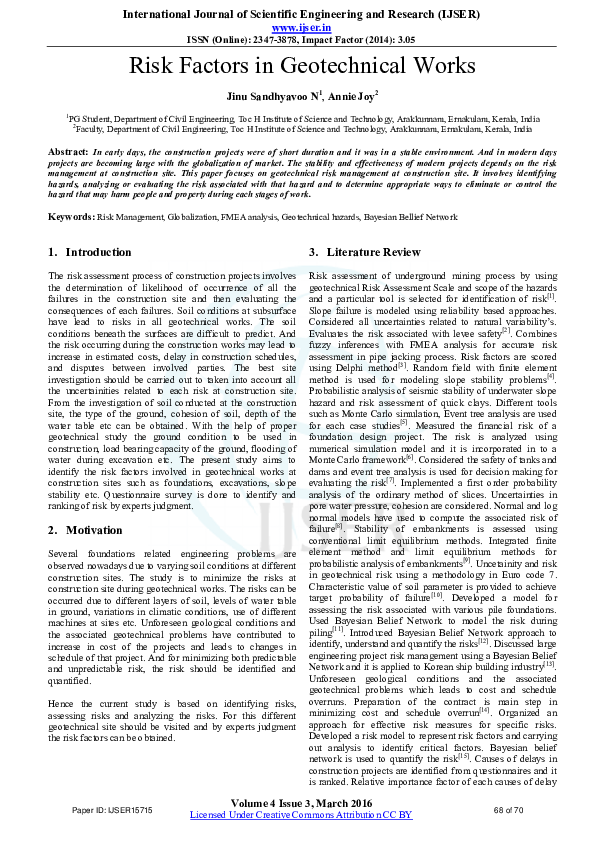 (PDF) Risk Factors in Geotechnical Works