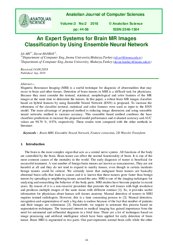 (PDF) An Expert Systems for Brain MR Images Classification by Using Ensemble Neural Network