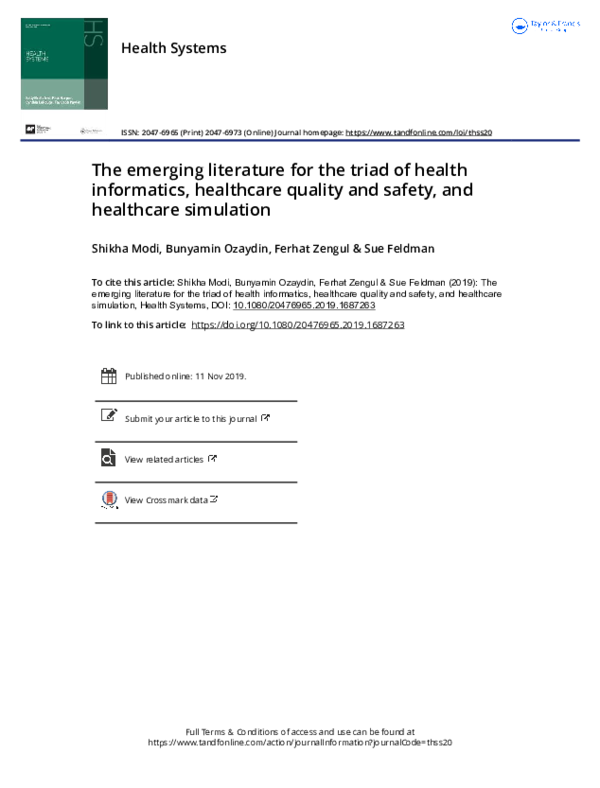 (PDF) The emerging literature for the triad of health informatics ...
