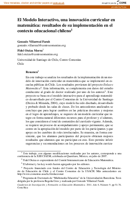 (PDF) El Modelo Interactivo, una innovación curricular en matemática ...