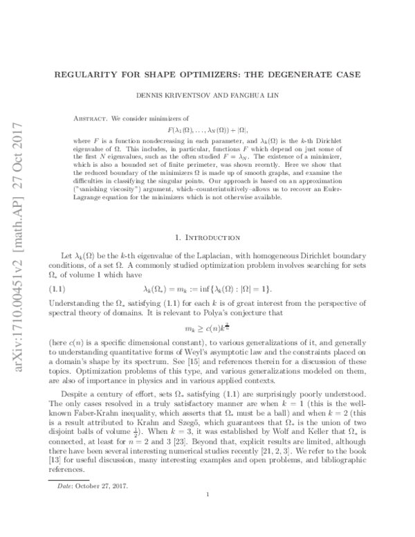 (PDF) Regularity for Shape Optimizers: The Degenerate Case