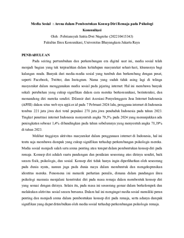 (PDF) Media Sosial : Arena dalam Pembentukan Konsep Diri Remaja pada ...
