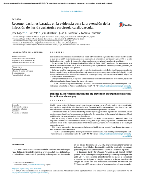 (PDF) Recomendaciones basadas en la evidencia para la prevención de la infección de herida ...