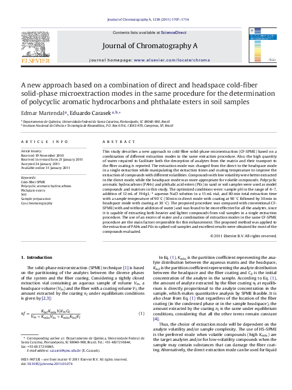 (PDF) A new approach based on a combination of direct and headspace ...