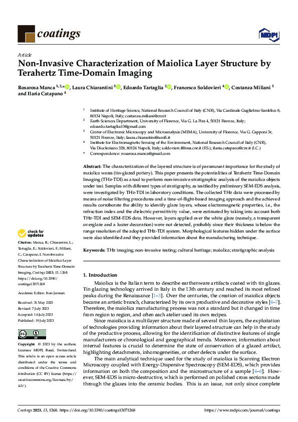 (PDF) Non-Invasive Characterization of Maiolica Layer Structure by Terahertz Time-Domain Imaging