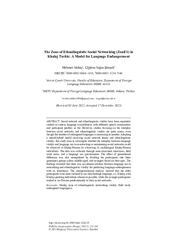 (PDF) The Zone of Ethnolinguistic Social Networking (ZonES) in Khalaj ...