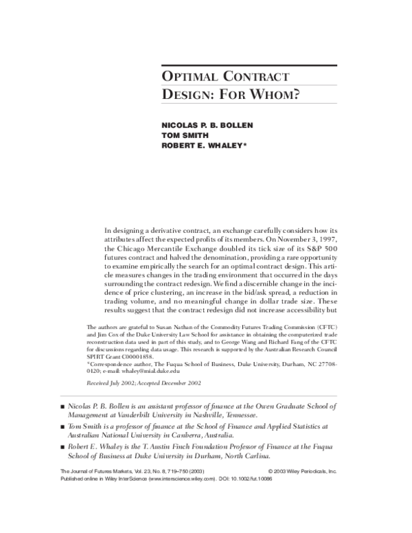 (PDF) Optimal contract design: For whom?