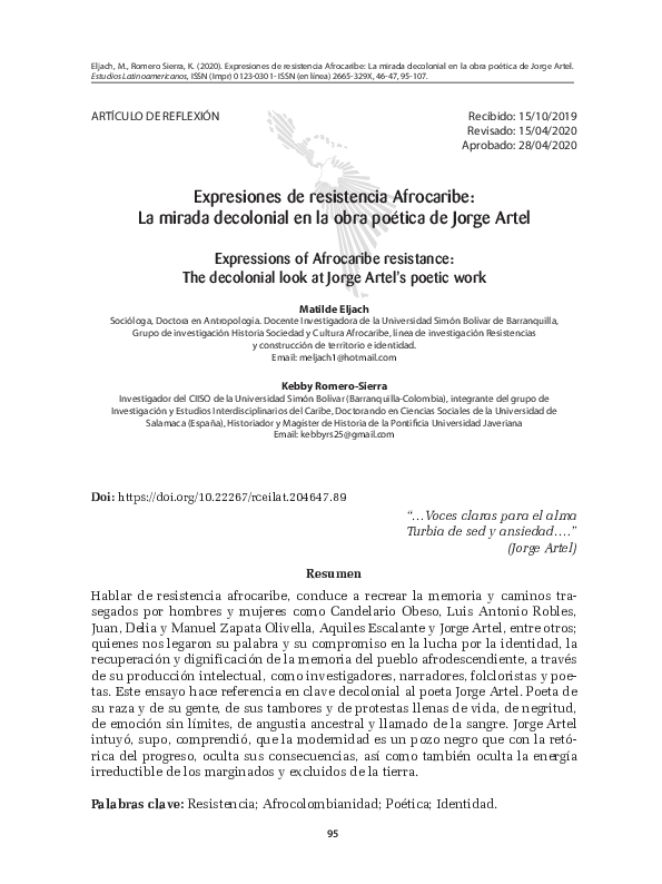 (PDF) Expresiones de resistencia Afrocaribe: La mirada decolonial en la ...