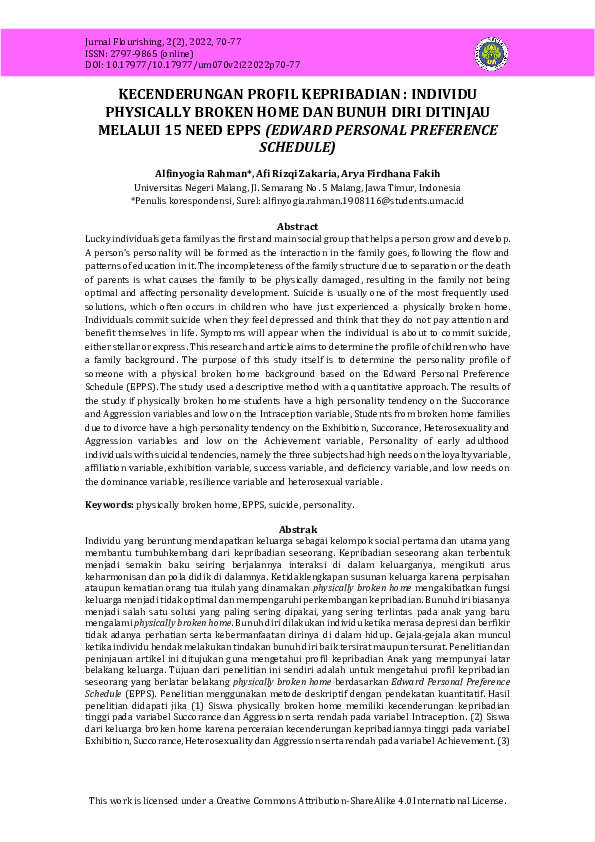 (PDF) Kecenderungan Profil Kepribadian : Individu Physically Broken ...