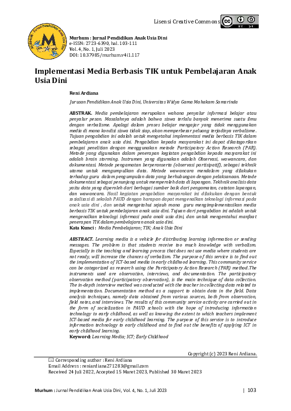 (PDF) Implementasi Media Berbasis TIK untuk Pembelajaran Anak Usia Dini