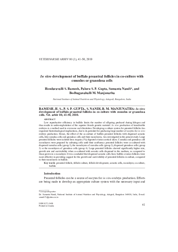 (PDF) Razvoj in vitro preantralnih folikula u uzgoju s kumulusnim ili ...