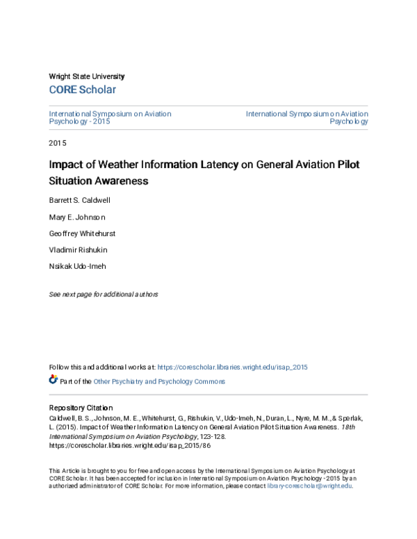 (PDF) Impact of Weather Information Latency on General Aviation Pilot ...