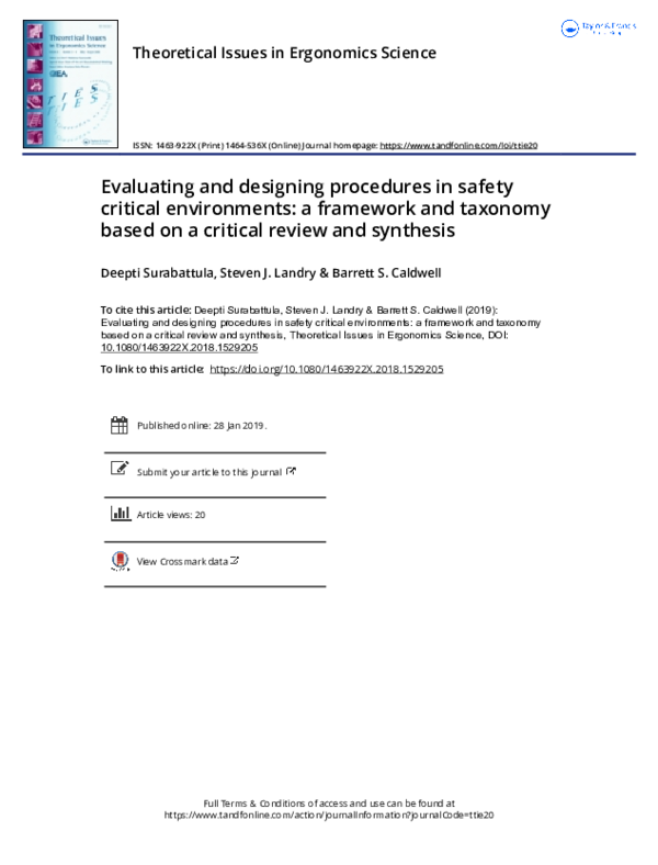 (PDF) Evaluating and designing procedures in safety critical ...