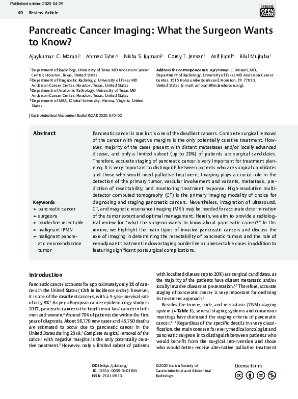 (PDF) Pancreatic Cancer Imaging: What the Surgeon Wants to Know?