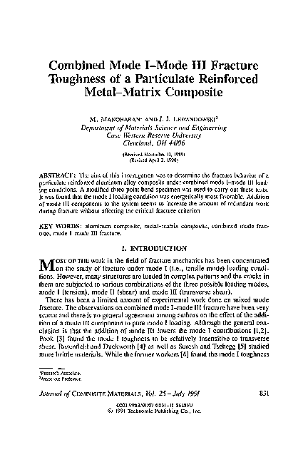 (PDF) Combined Mode I-Mode III Fracture Toughness of a Particulate ...
