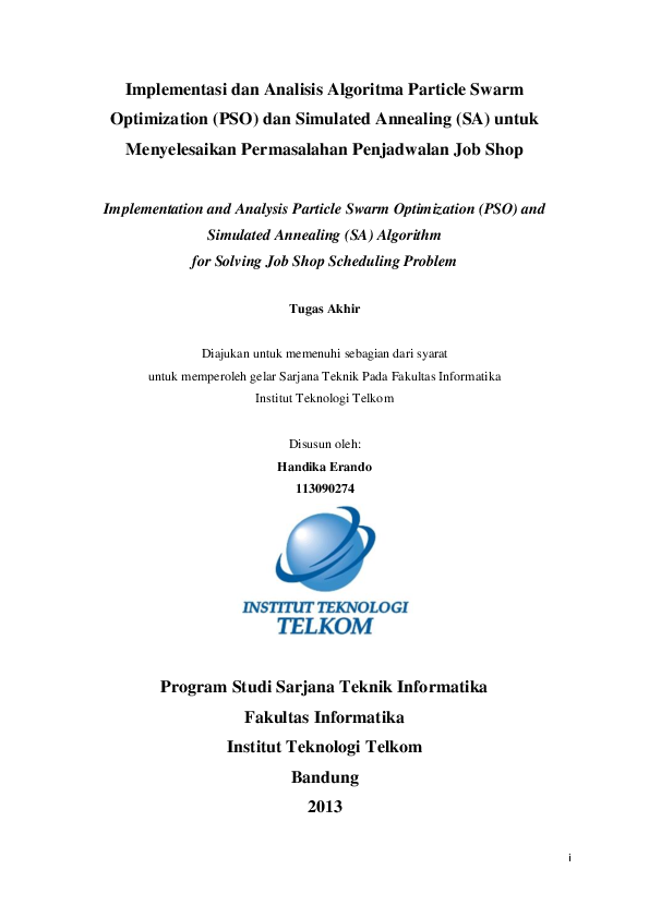 Pdf Implementasi Dan Analisis Algoritma Particle Swarm Optimization Pso Dan Simulated