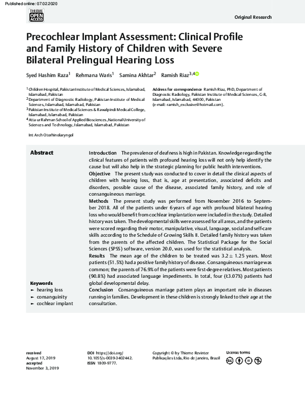 (PDF) Precochlear Implant Assessment: Clinical Profile and Family ...
