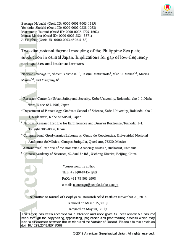 (PDF) Two‐Dimensional Thermal Modeling of the Philippine Sea Plate Subduction in Central Japan ...