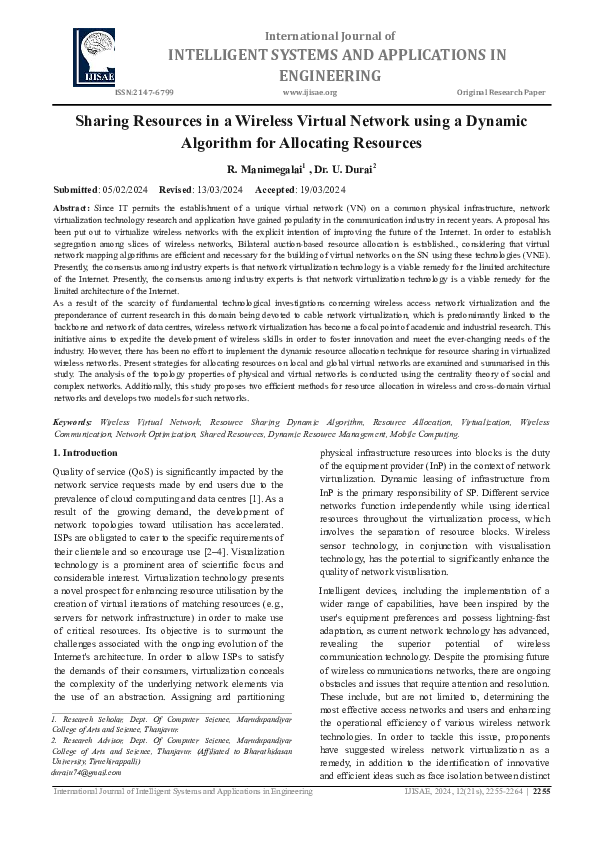 (PDF) Sharing Resources in a Wireless Virtual Network using a Dynamic Algorithm for Allocating ...