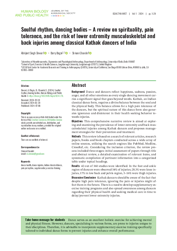 (PDF) Soulful rhythm, dancing bodies -A review on spirituality, pain ...