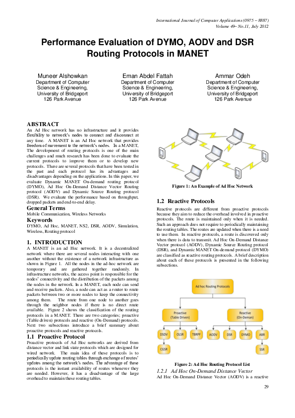 (PDF) Performance Evaluation of DYMO, AODV and DSR Routing Protocols in ...