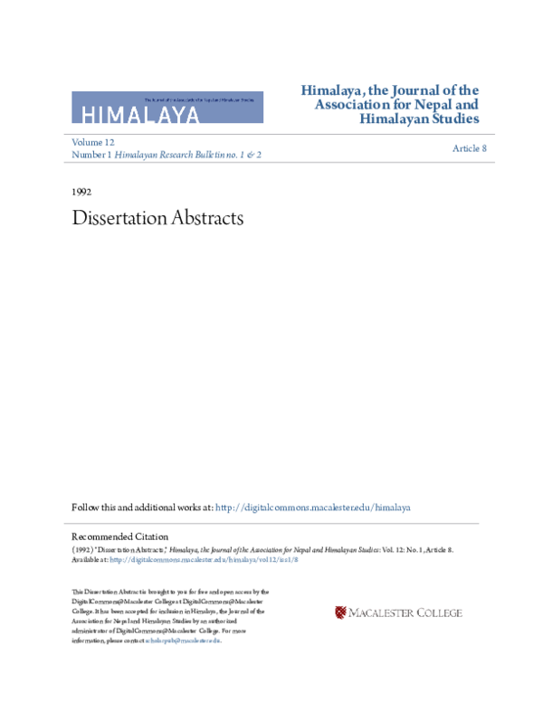 (PDF) Dissertation abstracts