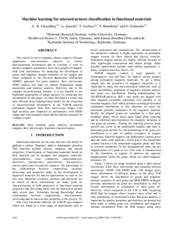 (PDF) Machine learning for microstructures classification in functional materials