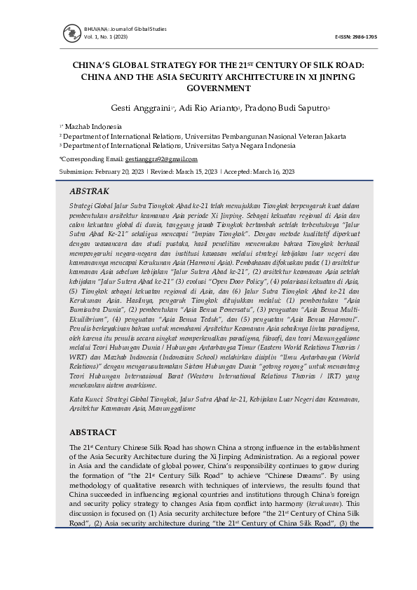 (PDF) China’s Global Strategy for the 21ST Century of Silk Road: China ...