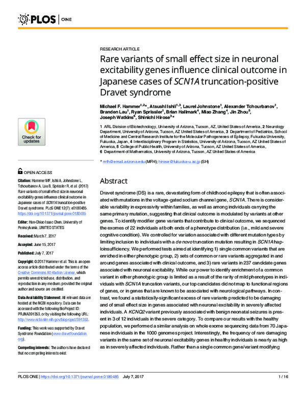 (PDF) Rare variants of small effect size in neuronal excitability genes ...