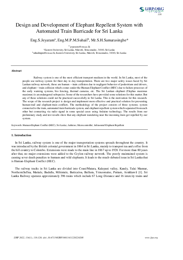 (PDF) Design and Development of Elephant Repellent System with ...