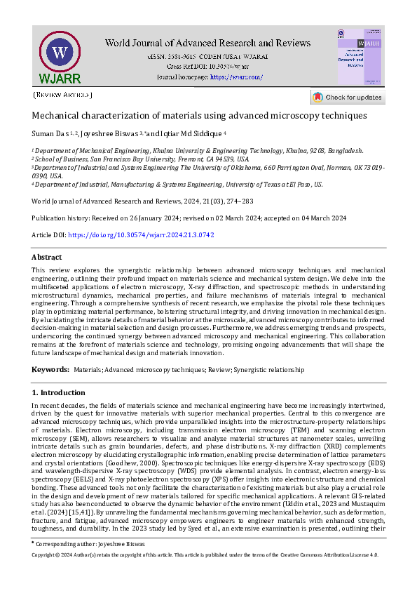 (PDF) Mechanical characterization of materials using advanced microscopy techniques