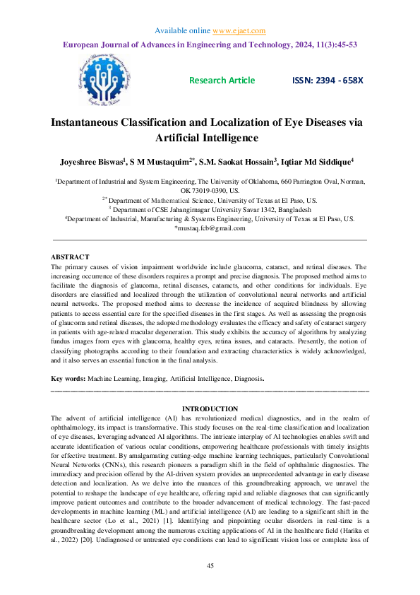(PDF) Instantaneous Classification and Localization of Eye Diseases via Artificial Intelligence