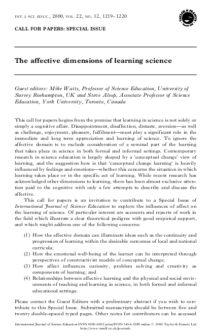 (PDF) The affective dimensions of learning science