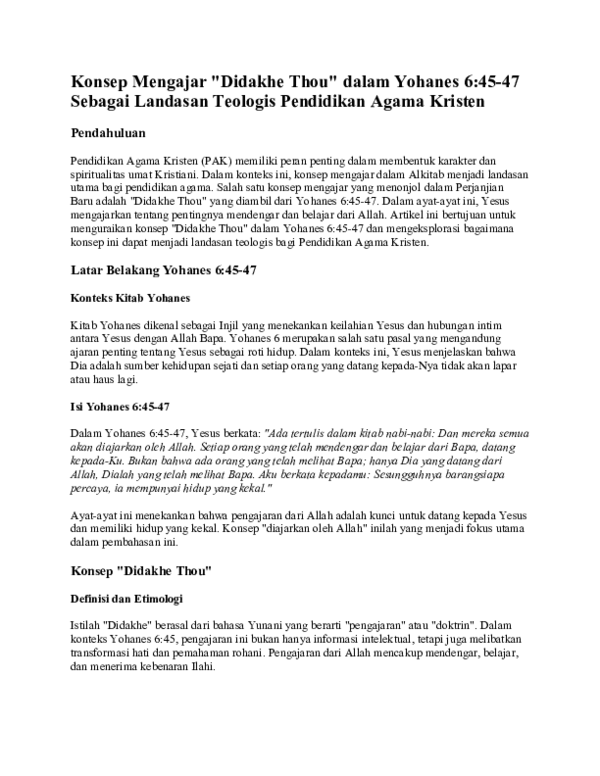(PDF) Konsep Mengajar "Didakhe Thou" dalam Yohanes 6:45-47 Sebagai ...