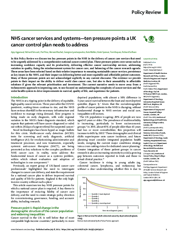 (PDF) NHS cancer services and systems—ten pressure points a UK cancer ...
