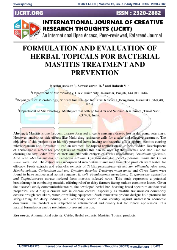 (PDF) FORMULATION AND EVALUATION OF HERBAL TOPICALS FOR BACTERIAL ...