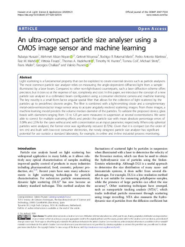 (PDF) An ultra-compact particle size analyser using a CMOS image sensor ...