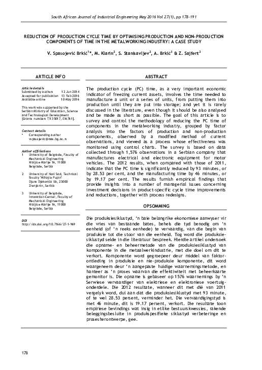 (PDF) Reduction of Production Cycle Time by Optimising Production and ...