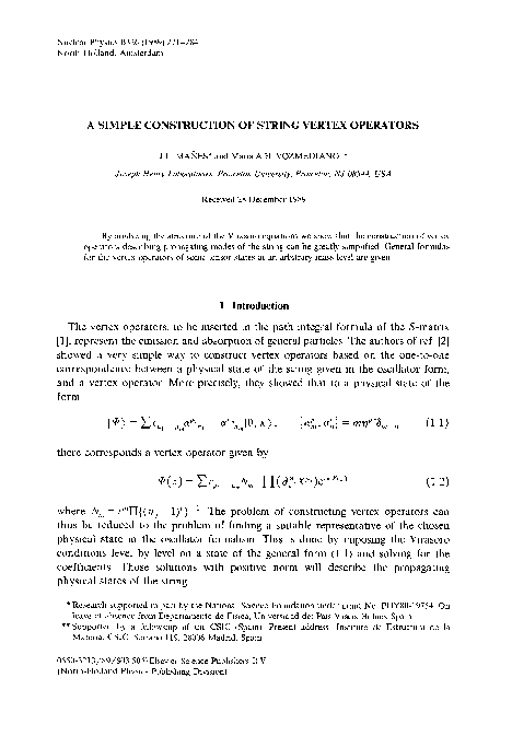 (PDF) A simple construction of string vertex operators
