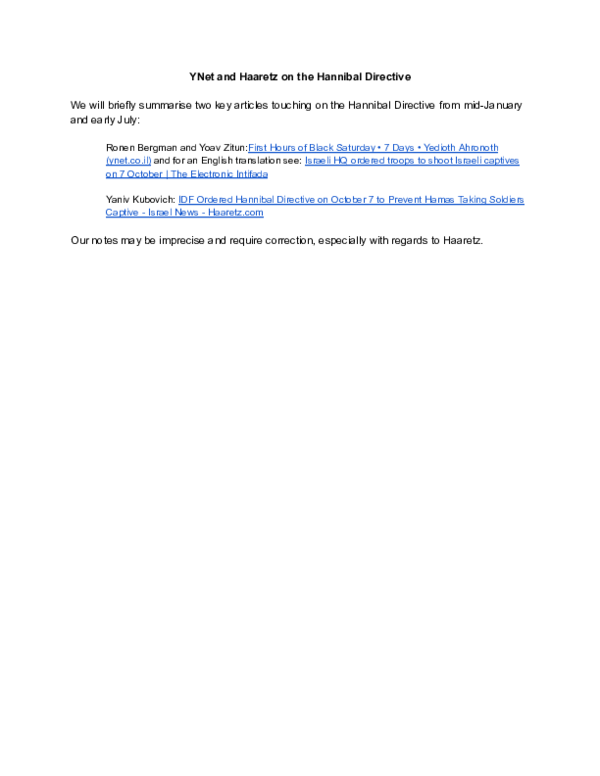 (PDF) YNet and Haaretz on the Hannibal Directive