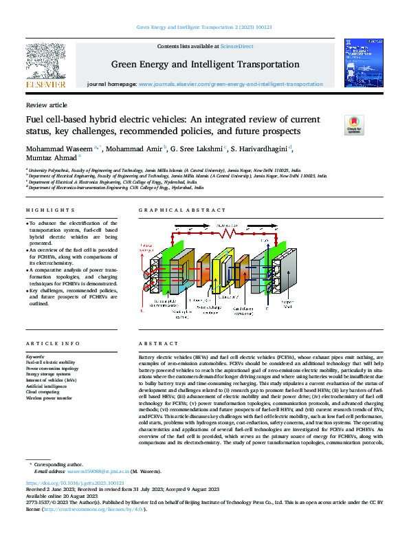Pdf Fuel Cell Based Hybrid Electric Vehicles An Integrated Review Of