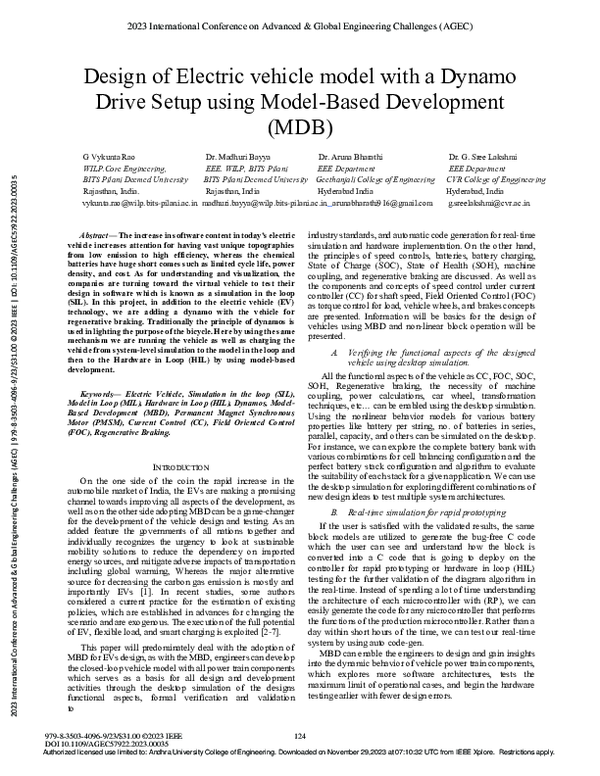 (PDF) Design of Electric vehicle model with a Dynamo Drive Setup using ...