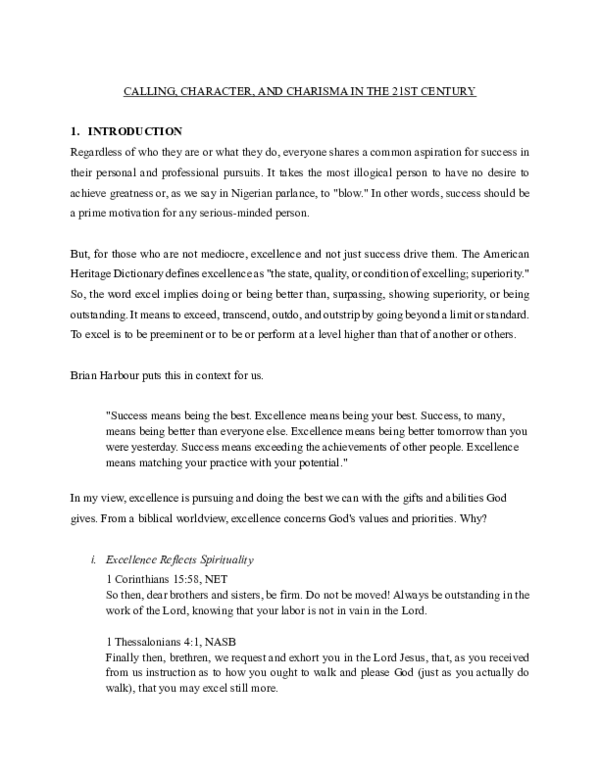 (PDF) CALLING, CHARACTER, AND CHARISMA IN THE 21ST CENTURY