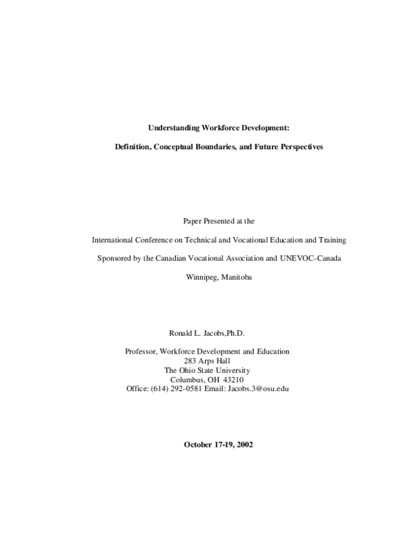 (PDF) Understanding Workforce Development: Definition, Conceptual ...
